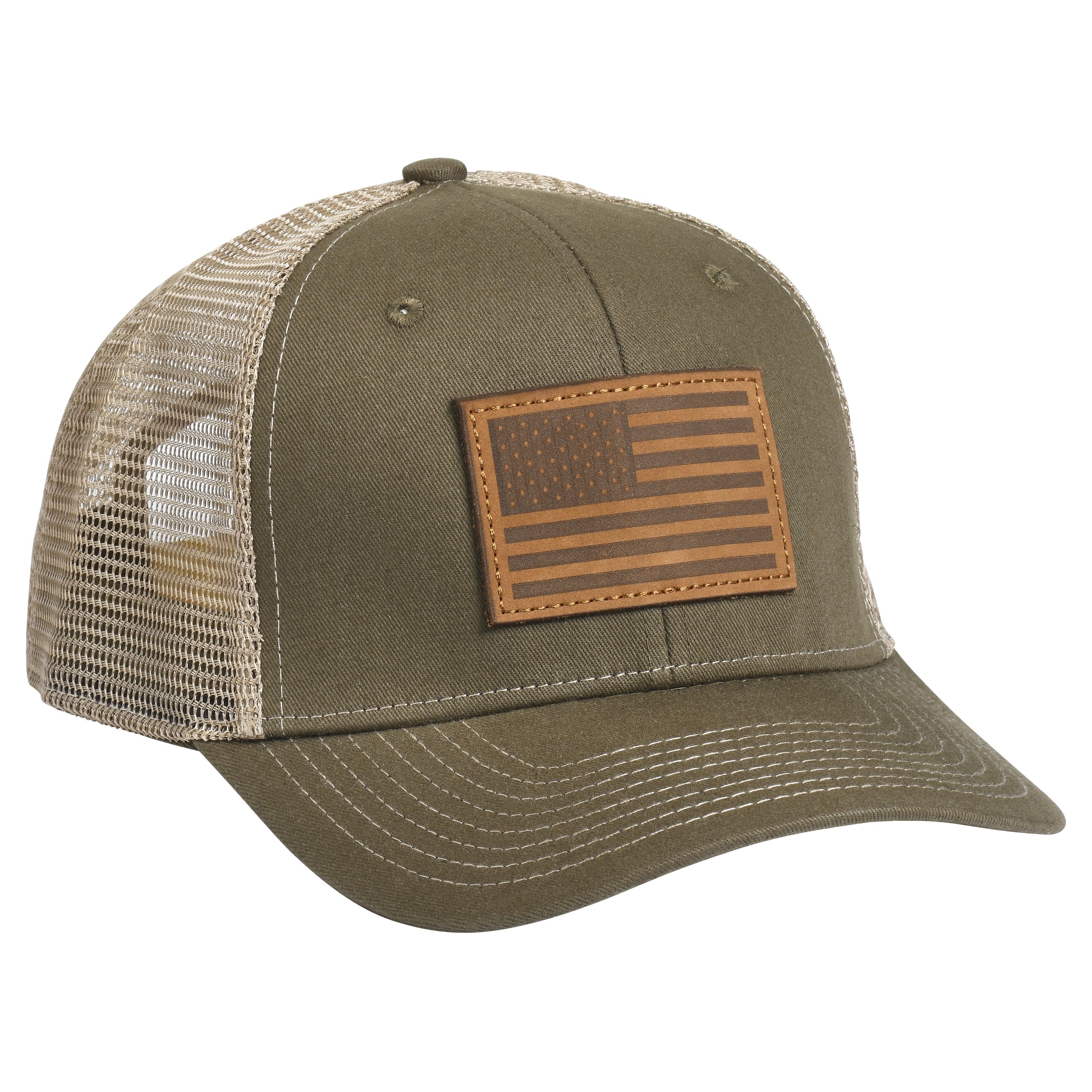 American Flag Leather Patch ODB/Tan